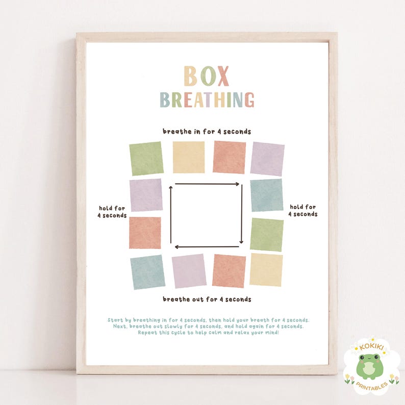 Box Breathing Poster, Kids Breathing Exercise, Mindfulness for Kids ...