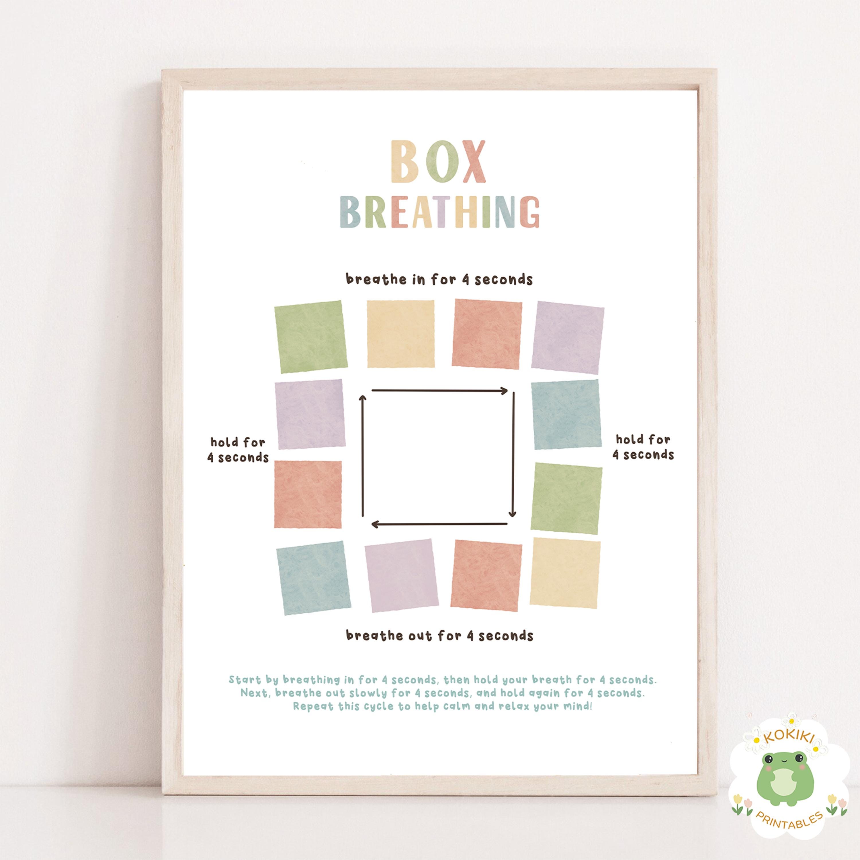 Box Breathing Poster, Kids Breathing Exercise, Mindfulness for Kids ...