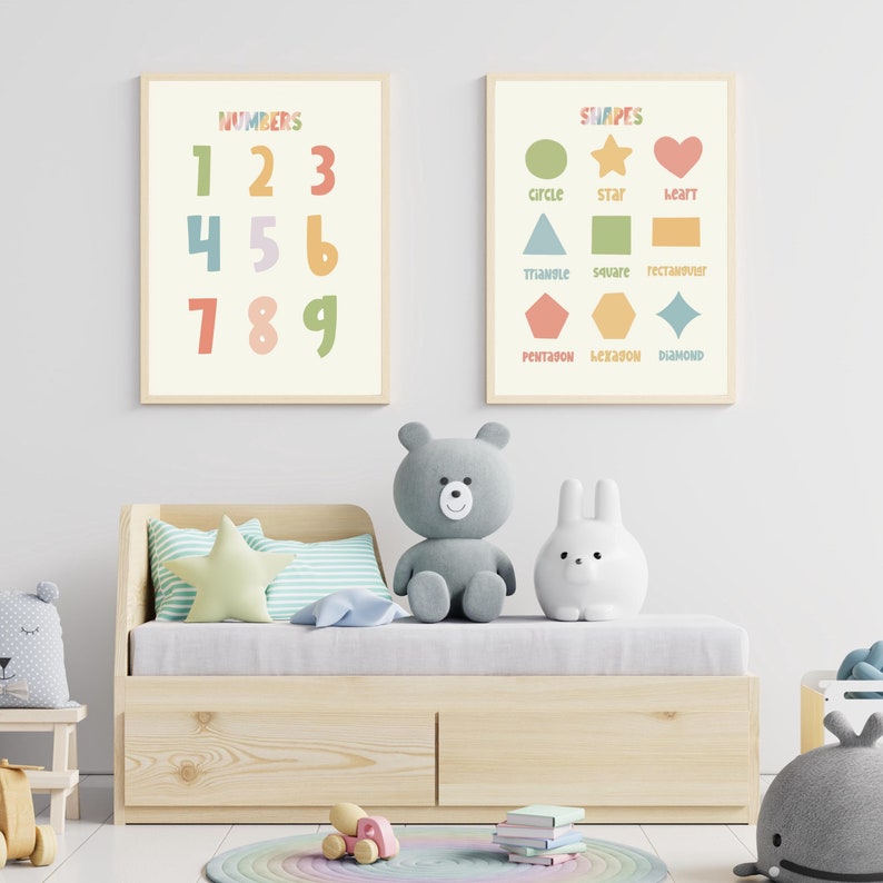 Kids Numbers & Shapes - Set of 2 Prints Instant Download • Printable ...