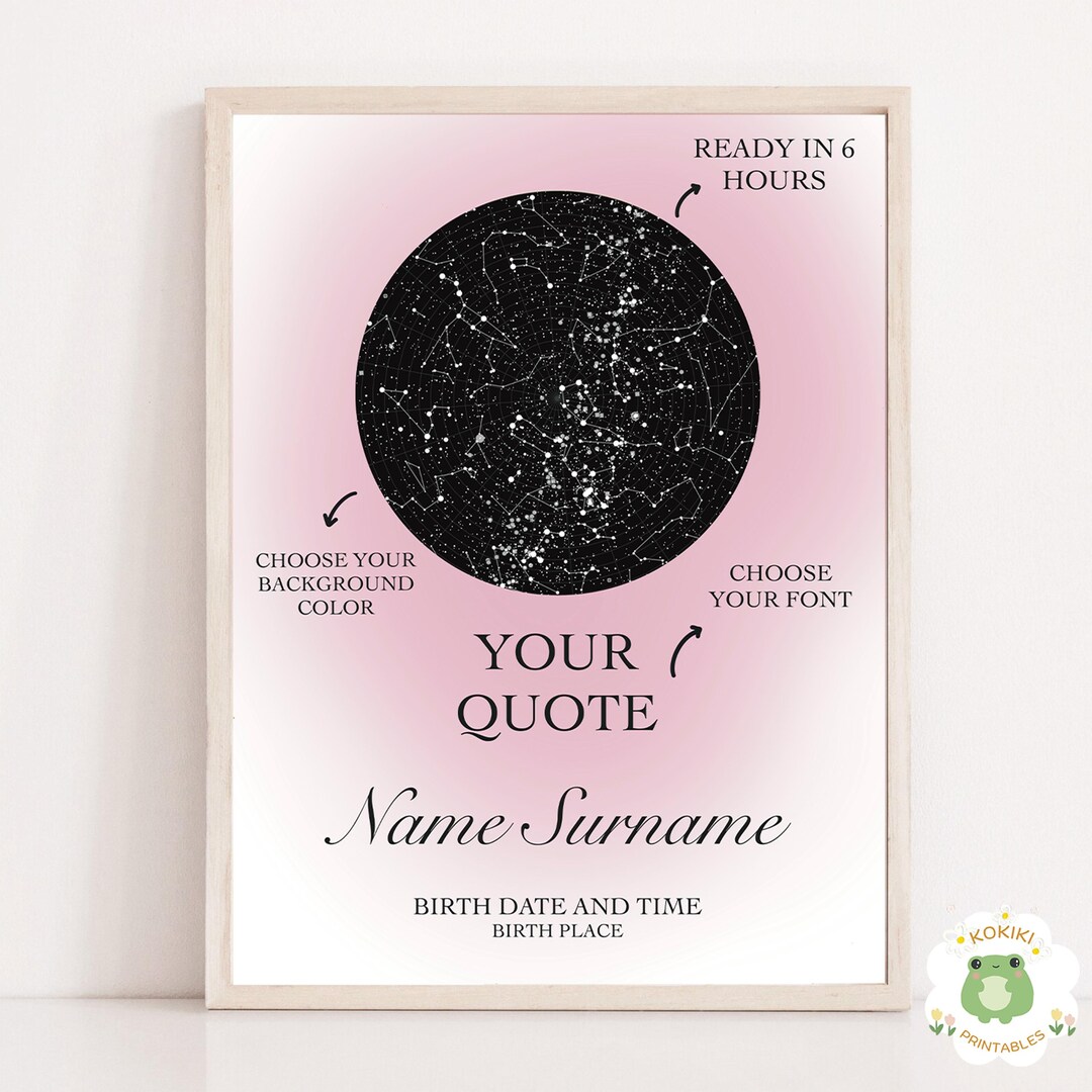 Custom Baby Star Map Sky at Birth Design, Baby's Birth Sky Custom Star ...