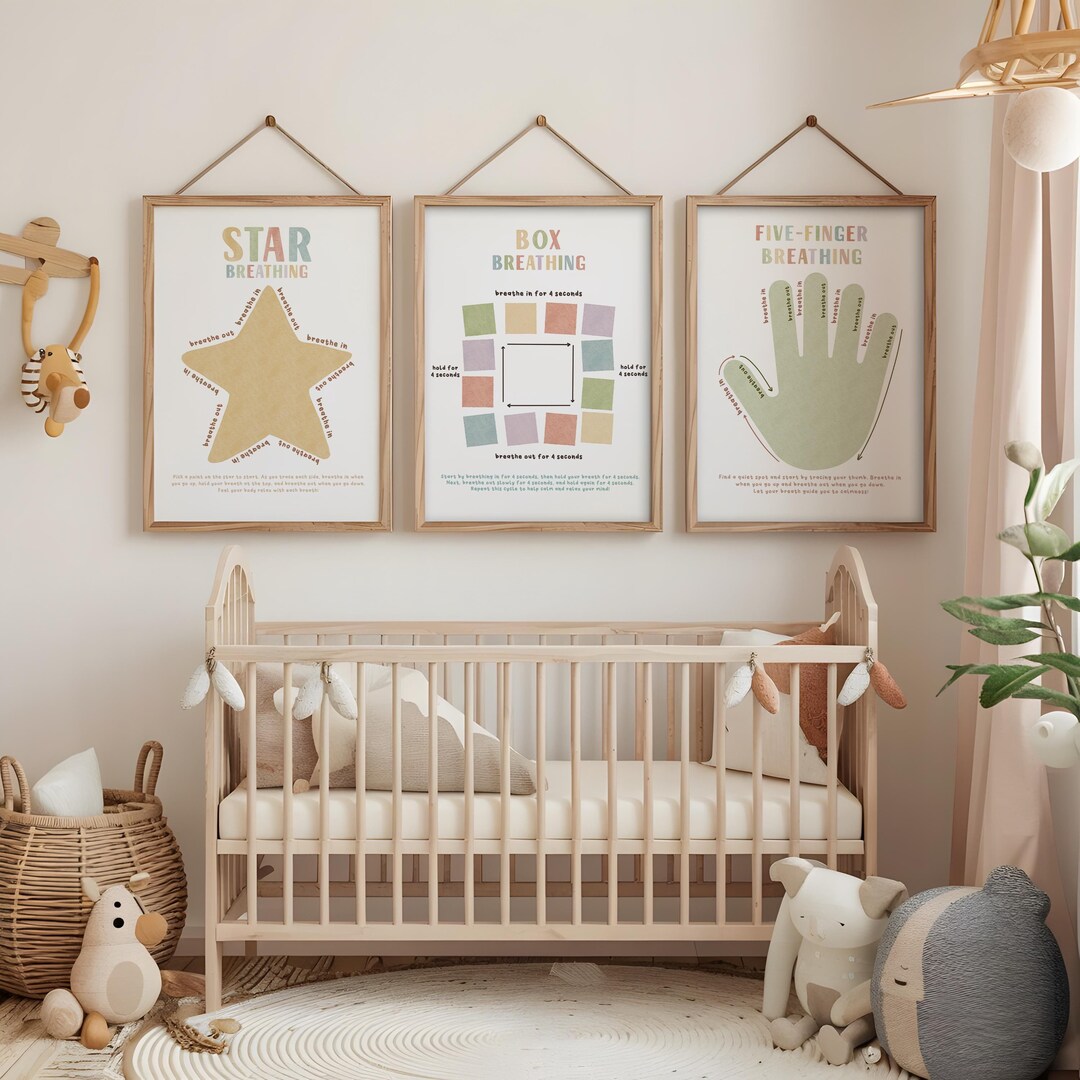 Breathing Exercises Kids Posters: Calming Corner Decor (digital ...