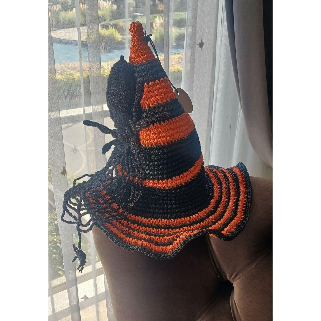 Handknit Black Widow Spider Witch Hat: Halloween Costume - Etsy