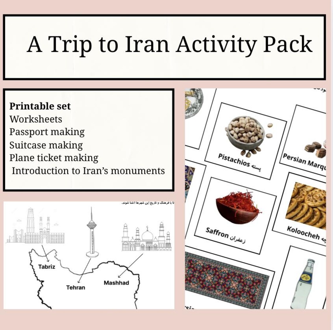 A Trip to Iran Activity Pack for Kids – Fun & Educational! - Etsy