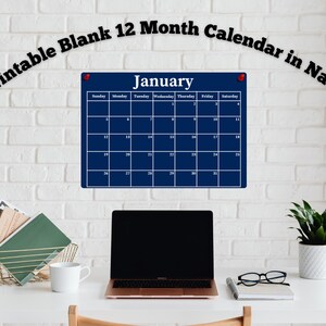 2025 Blank 12 Month Calendar Navy Blue - Etsy