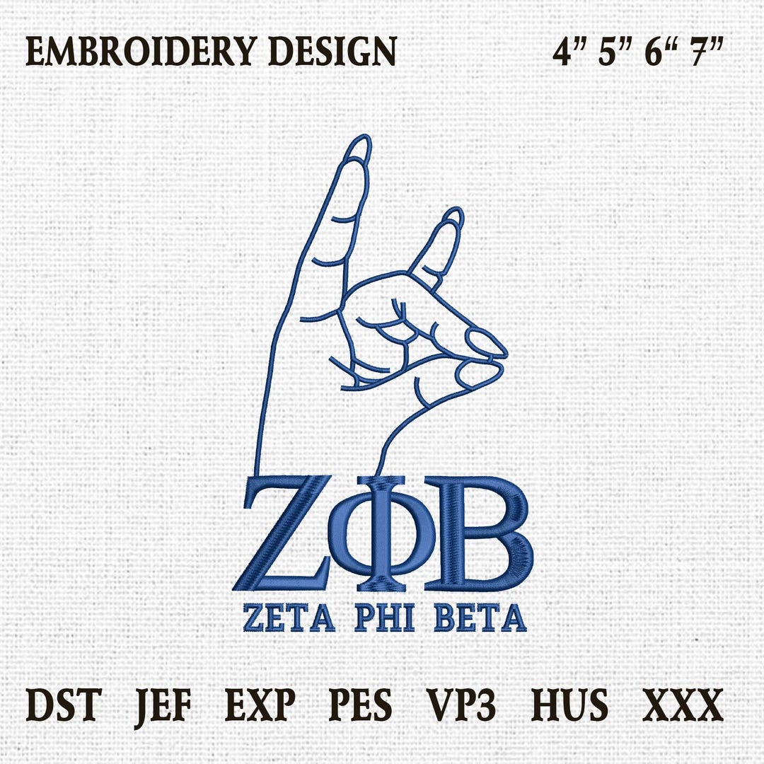 Zeta Phi Beta Hand Sign Embroidery Design, ZPB 1920 Embroidery ...