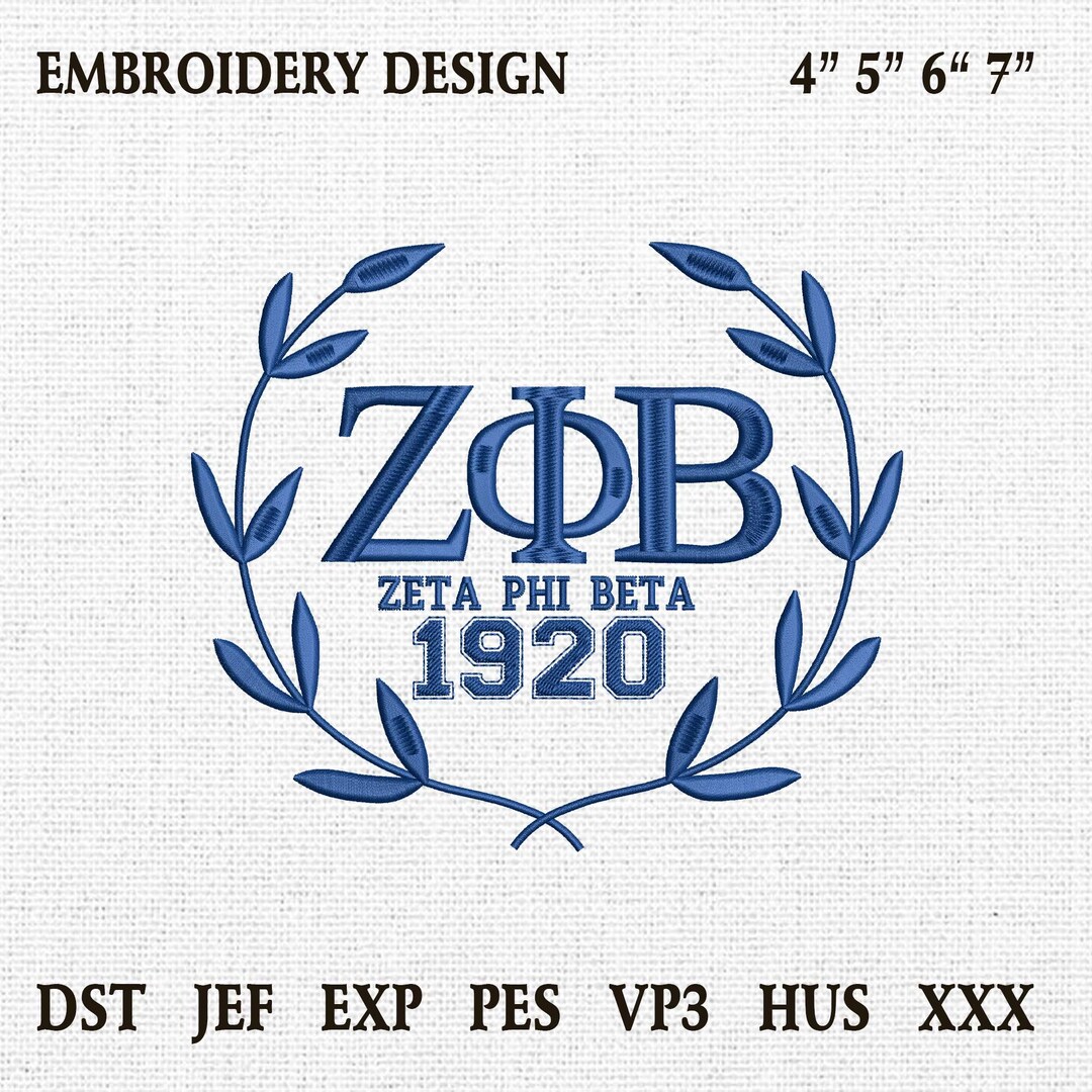 Zeta Phi Beta 1920 Embroidery Design, ZPB Sorority Letters Applique ...
