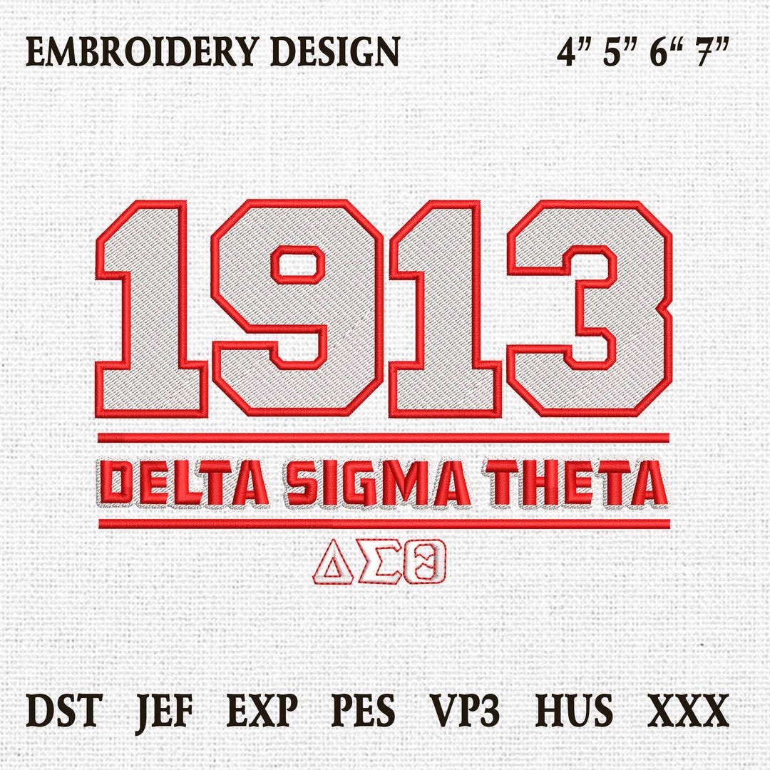 1913 Delta Sigma Theta Embroidery Design, Sorority Machine Embroidery ...