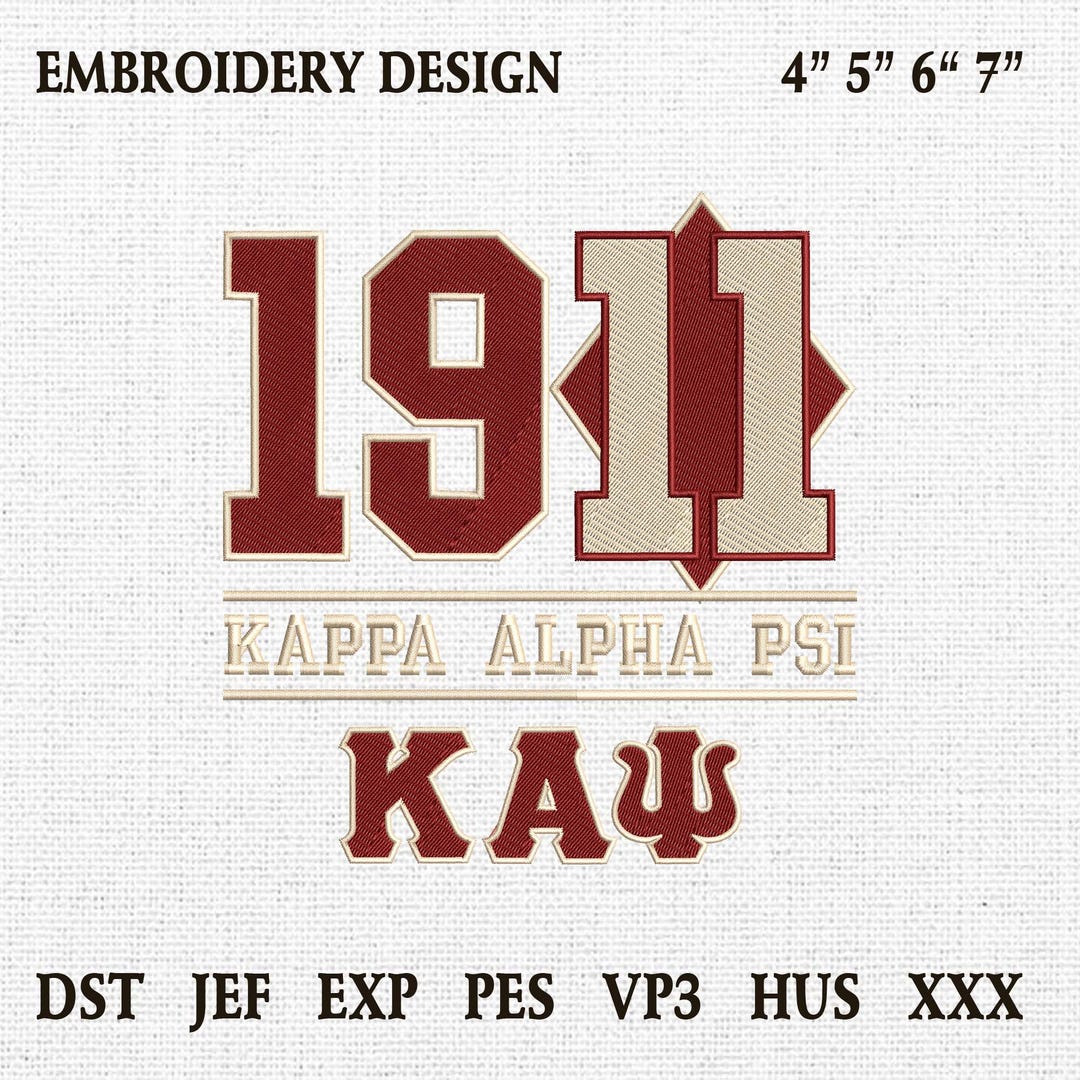 Kappa Alpha Psi Embroidery Design, KAY 1911 Machine Embroidery File ...