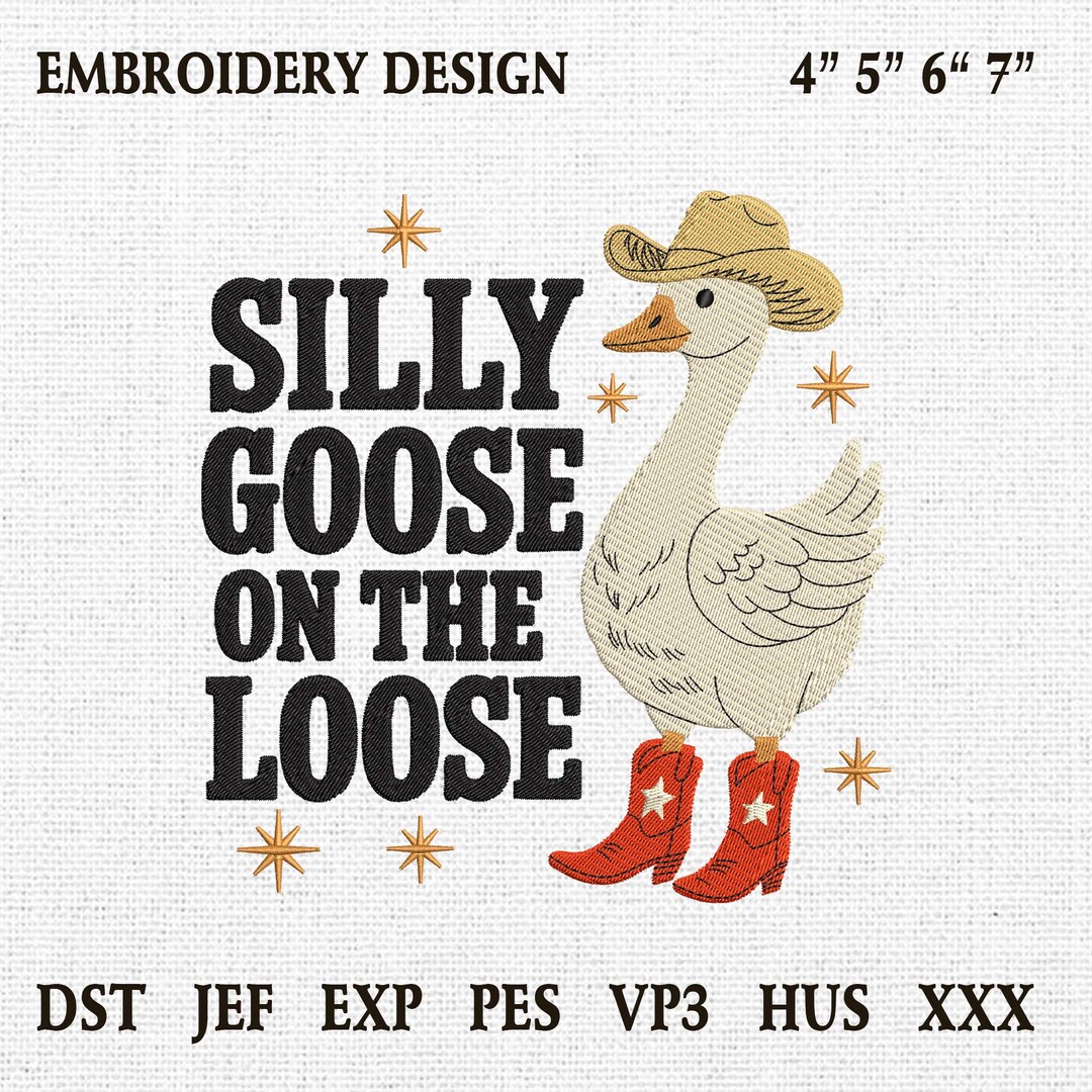Silly Goose on the Loose Embroidery Designs, Goose Embroidery File ...