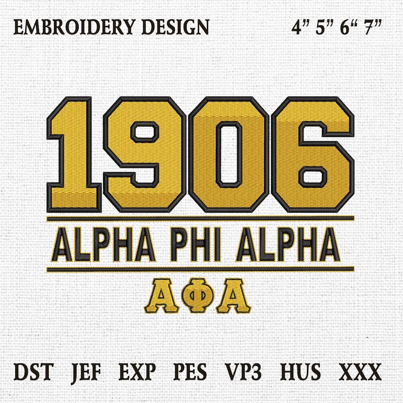 Alpha Phi Alpha 1906 Embroidery Design, APA Embroidery File, Fraternity ...