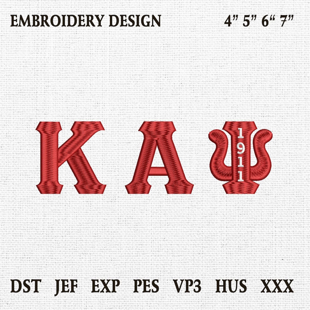 Kappa Alpha Psi Embroidery Design, KAY 1911 Machine Embroidery File ...