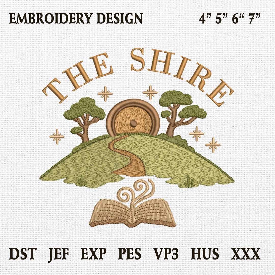 The Shire Embroidery Design, Lord of the Ring Embroidery File, Hobbit ...