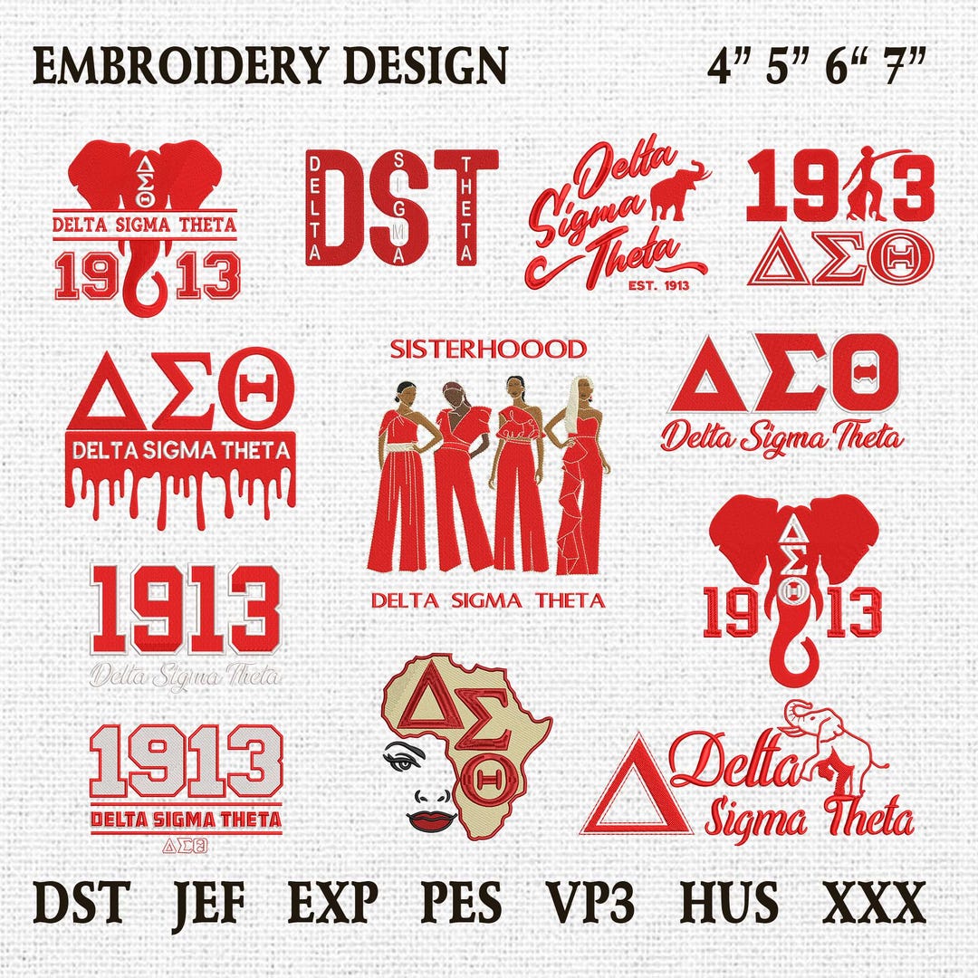 12+ Delta Sigma Theta Embroidery Designs, Sorority Embroidery Bundle ...