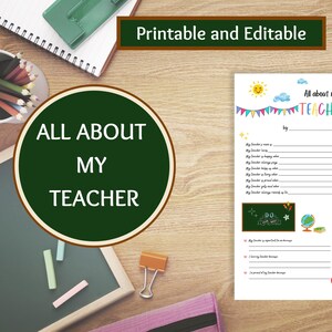 All About My Teacher Printable | All About My Teacher Questionnaire ...
