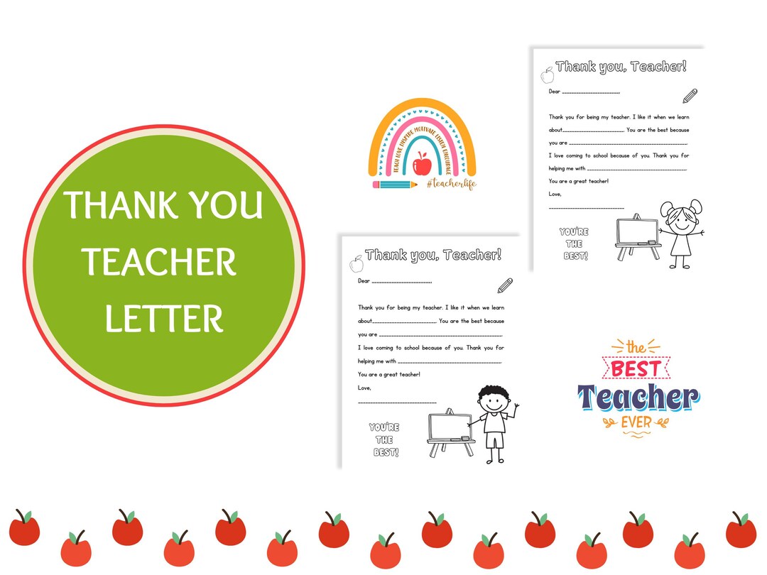 Teacher Thank You Gift | Printable Letter for Teacher | Teacher ...