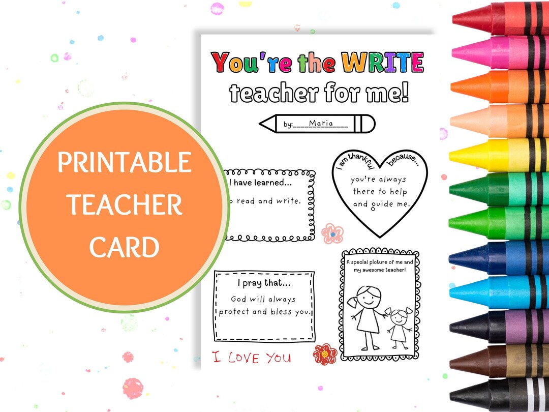 You're the Write Teacher for Me | Printable Teacher Appreciation Card ...