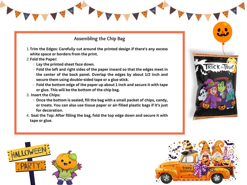 Halloween Chip Bag Printable Party Favors Bag Halloween Download Party ...