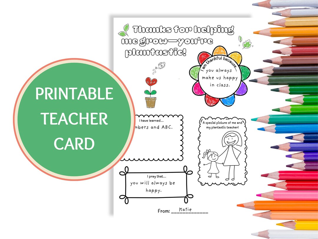 Printable Teacher Appreciation Card | Thank You Teacher Card | Teacher ...