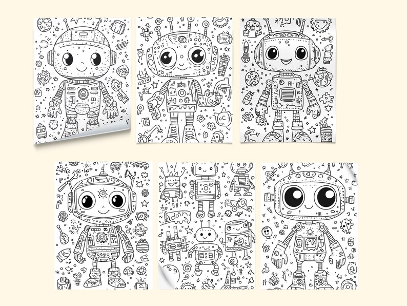 Printable Little Robots Coloring Pages for Kids | Coloring Activity for ...