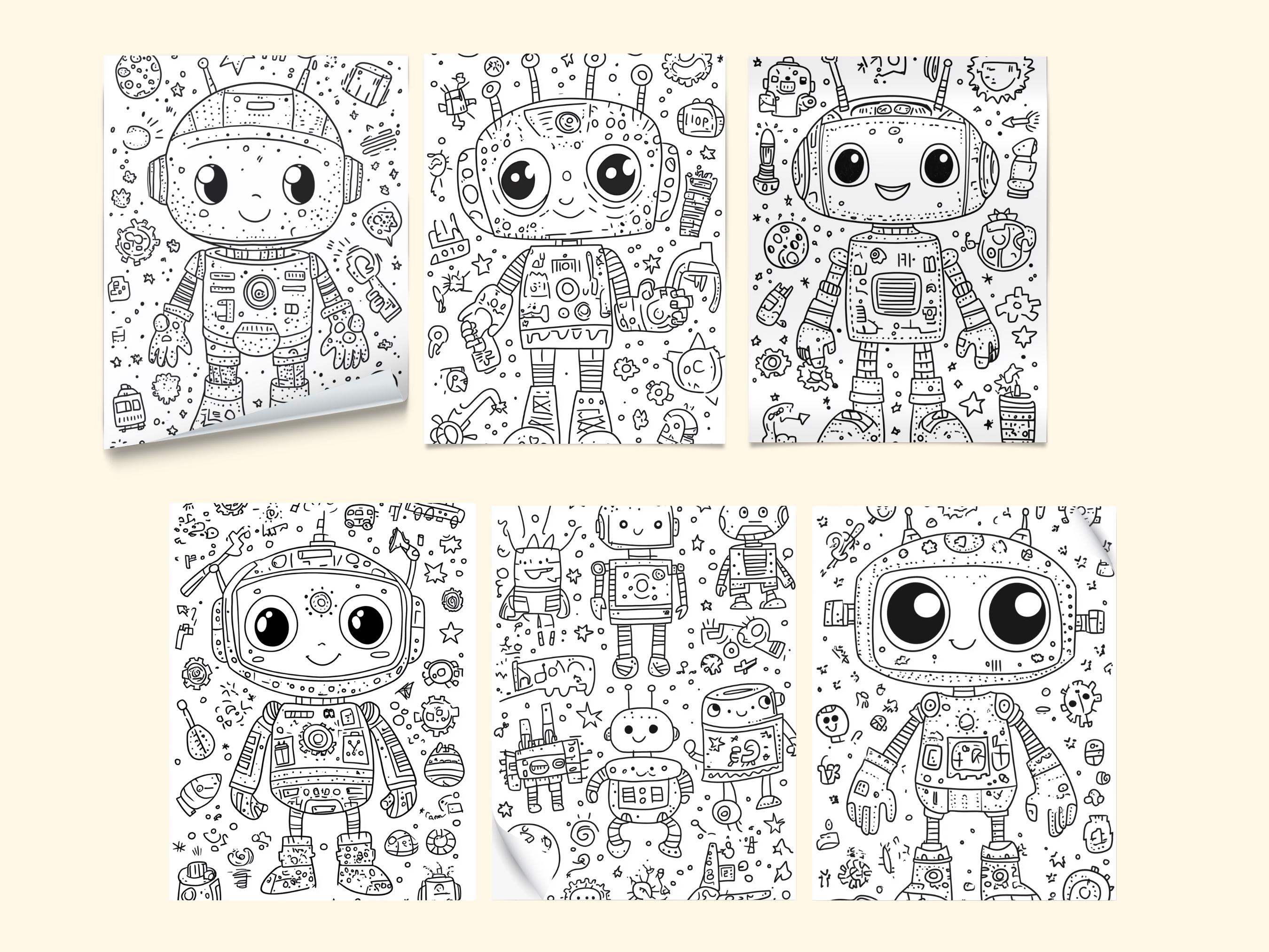 Printable Little Robots Coloring Pages for Kids | Coloring Activity for ...