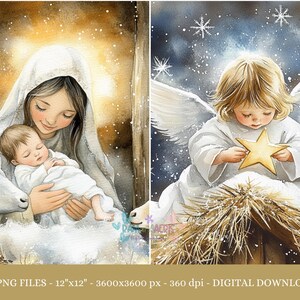 Christmas Nativity Scenes Digital Paper Set Christmas Digital ...