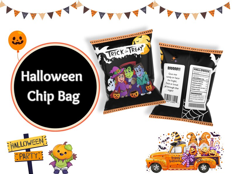Halloween Chip Bag Printable Party Favors Bag Halloween Download Party ...