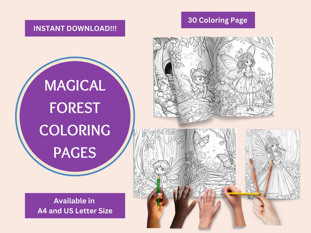 Printable Magical Forest With Fairies Coloring Pages for Kids ...