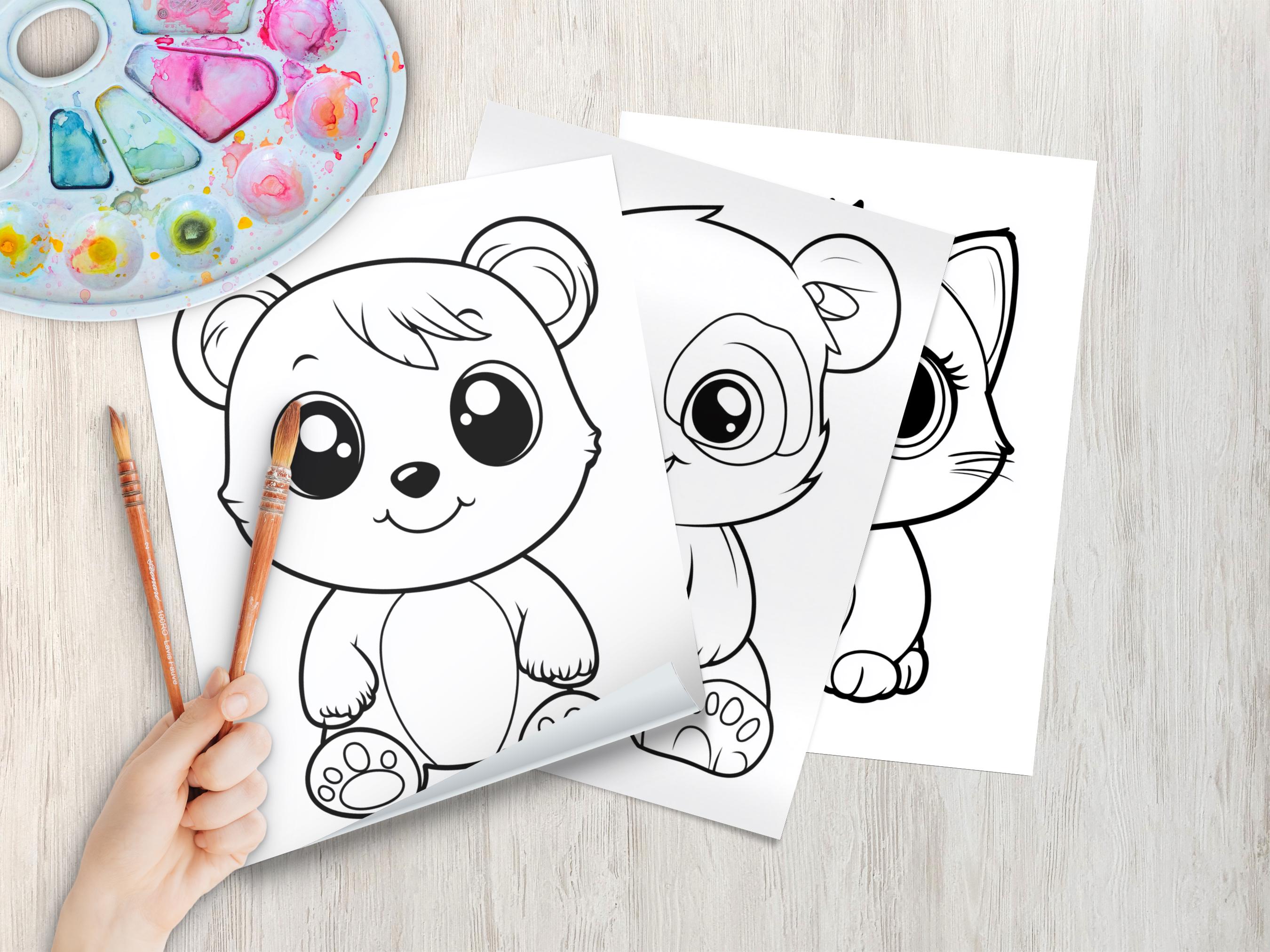 Printable Kawaii Animals Coloring Pages for Kids | 30 Pages | A4 & US ...