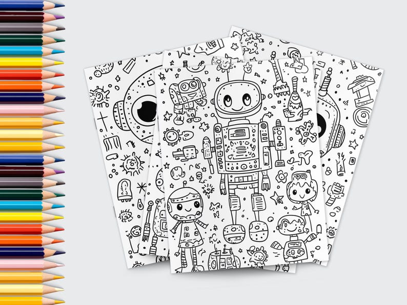 Printable Little Robots Coloring Pages for Kids | Coloring Activity for ...