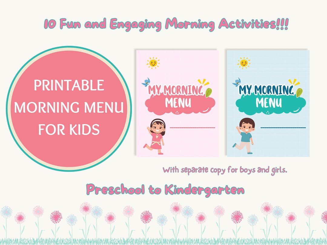 Morning Menu for Kids Printable Activities for Preschool and ...