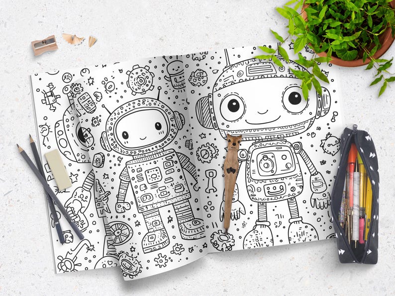 Printable Little Robots Coloring Pages for Kids | Coloring Activity for ...