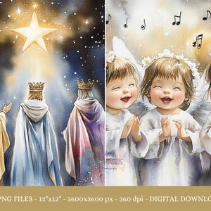 Christmas Nativity Scenes Digital Paper Set Christmas Digital ...