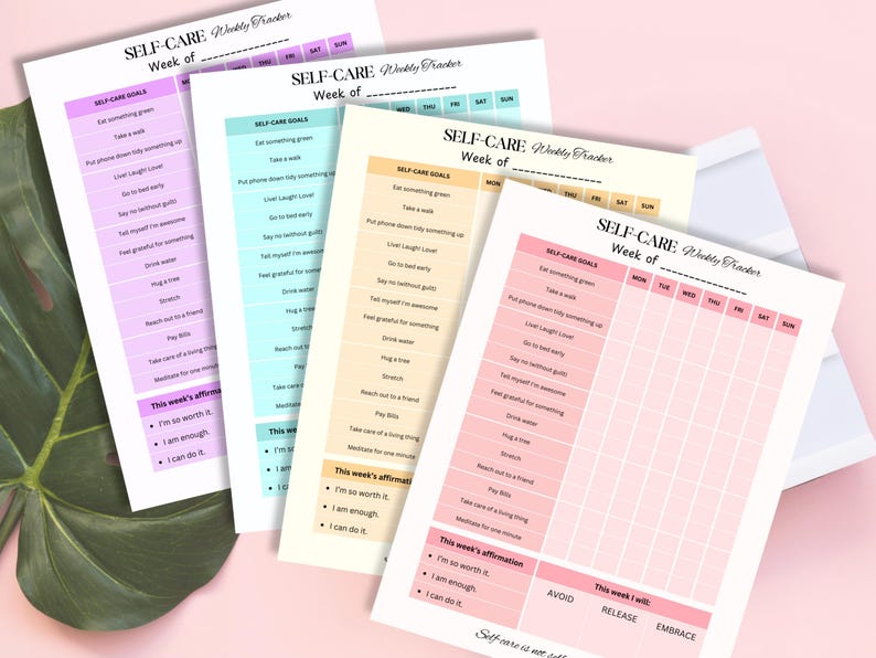 EDITABLE Self Care Tracker | | Wellness Planner and Mental Health ...