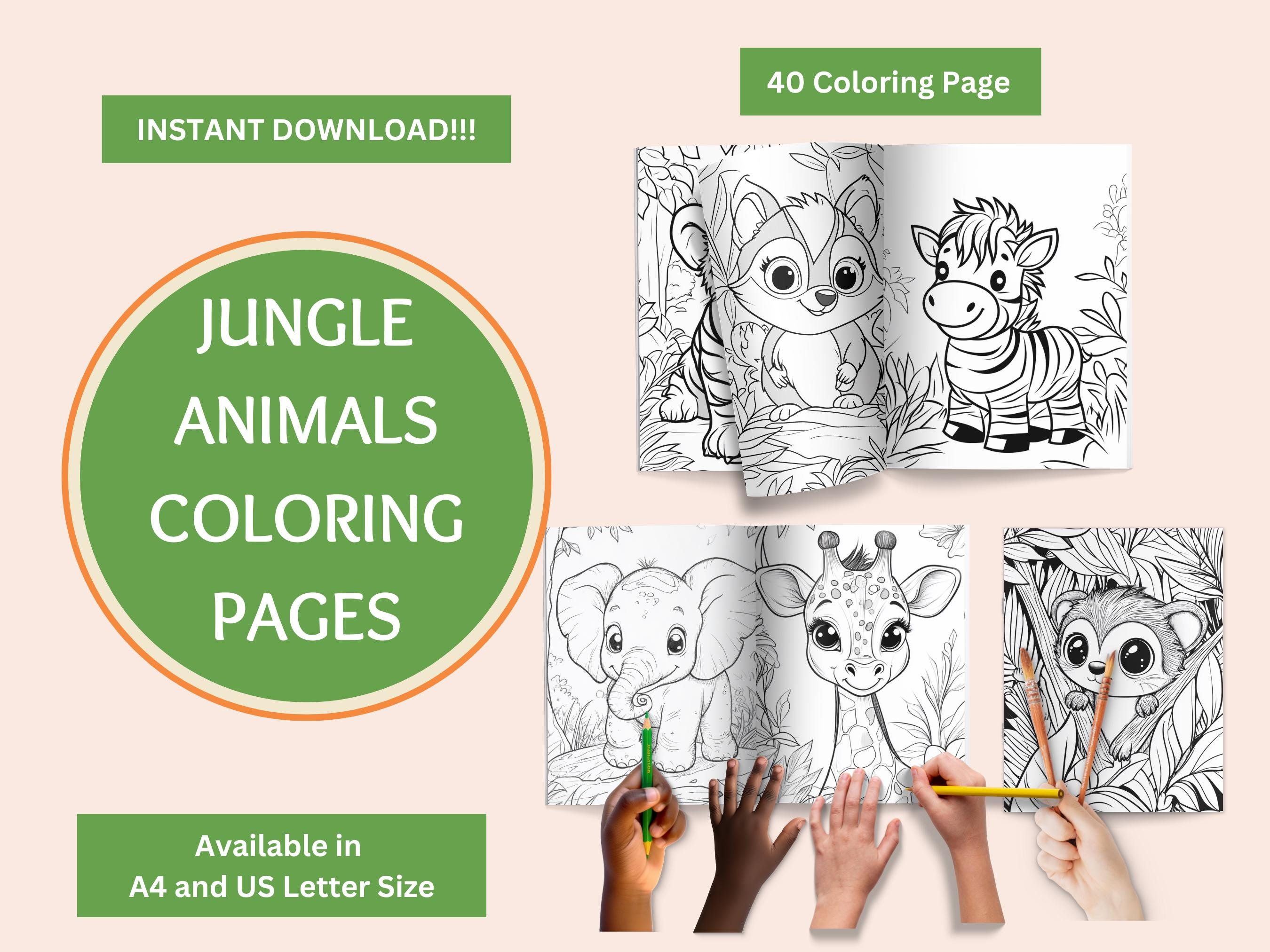 Printable Jungle Animal Coloring Pages for Kids | Coloring Activity ...