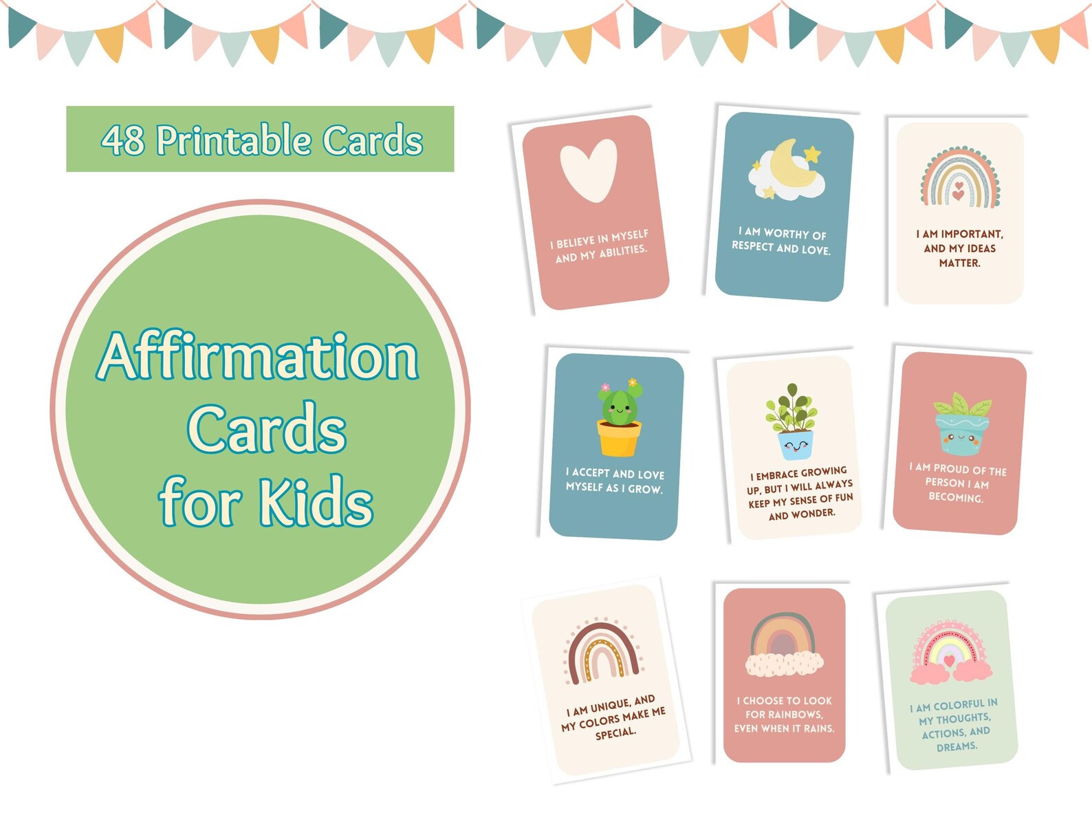 Printable Self-affirmation Cards for Kids | Positive Affirmation Cards ...