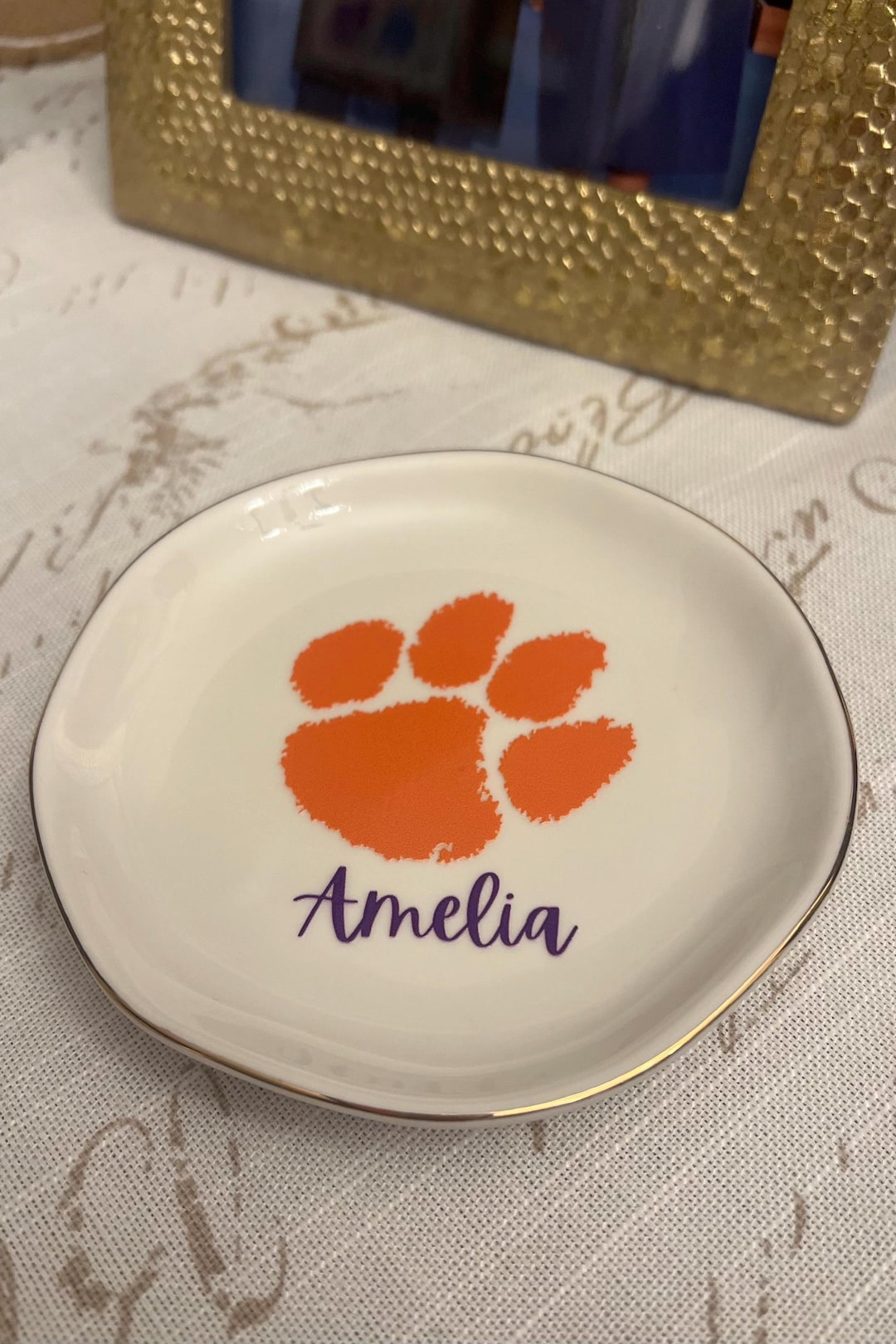 Personalized College Ring Dish: Custom Logo Jewelry Tray - Etsy