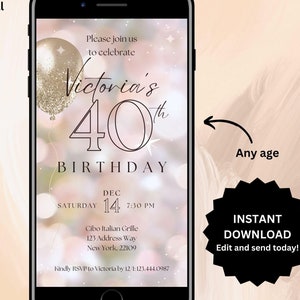 EDITABLE Birthday Digital Invitation, Animated E-vite, Elegant ...
