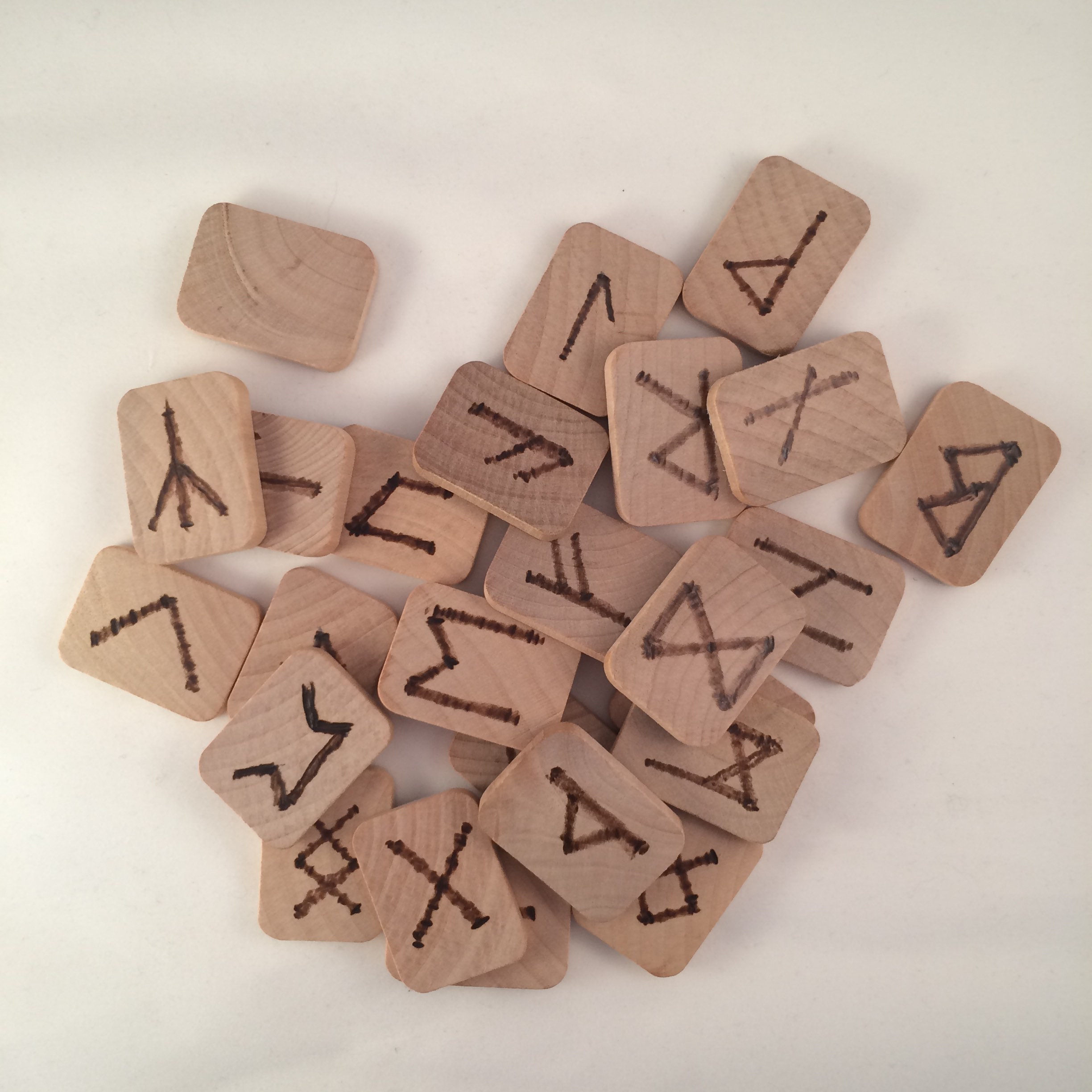 Futhark Rune Set Viking Rune Tiles Wood Tiles Woodburning - Etsy