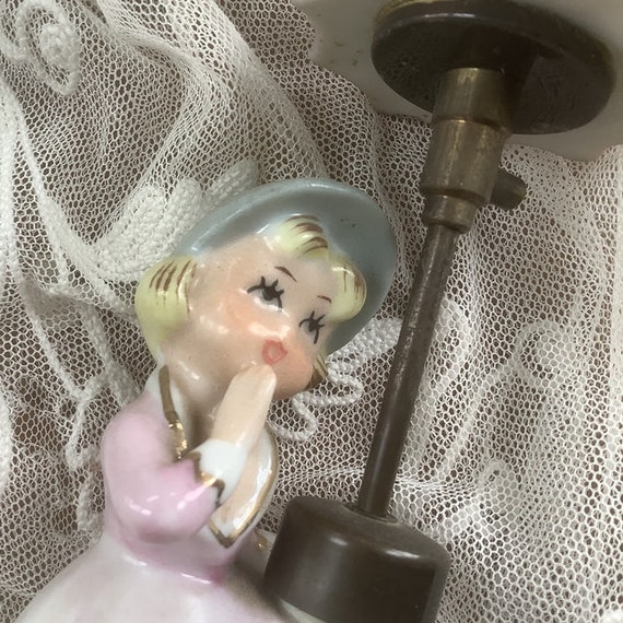 1950's Kitsch - Girl with Parasol Porcelain Perfume A… - Gem