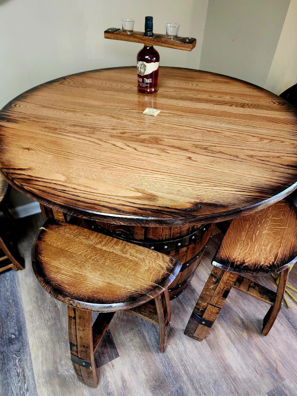 High-top Table Set With Oak Tabletop/oak Top Bar Stools - Etsy