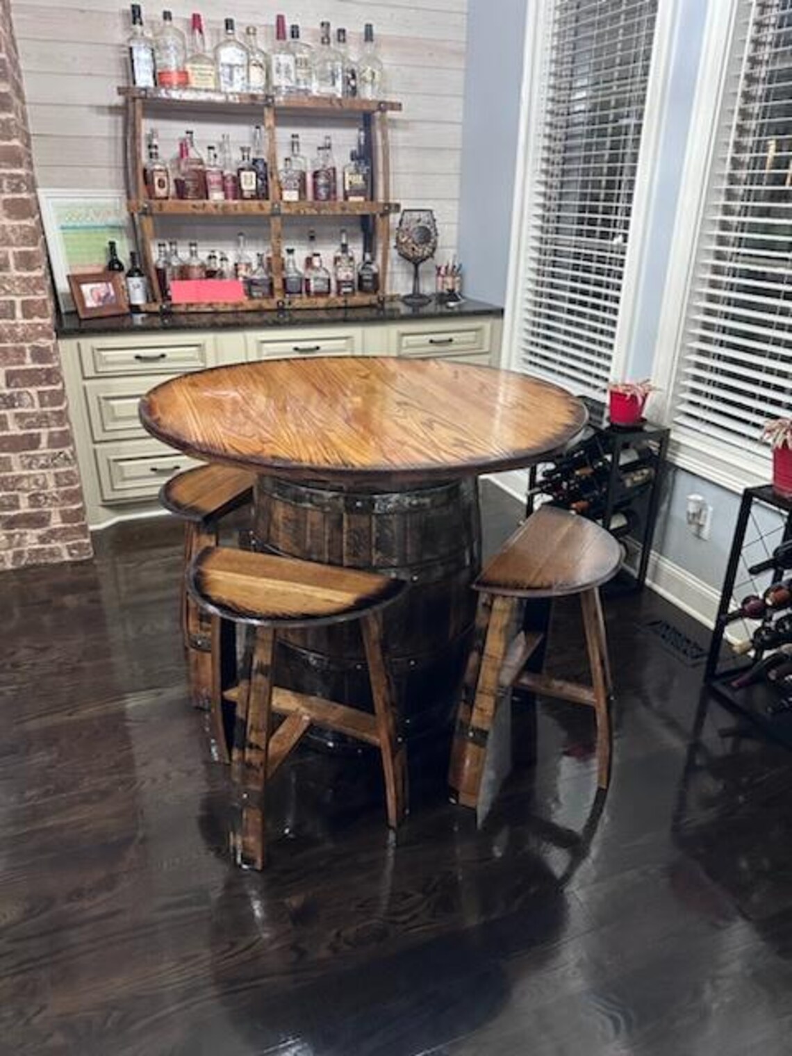 High-top Table Set With Oak Tabletop/oak Top Bar Stools - Etsy