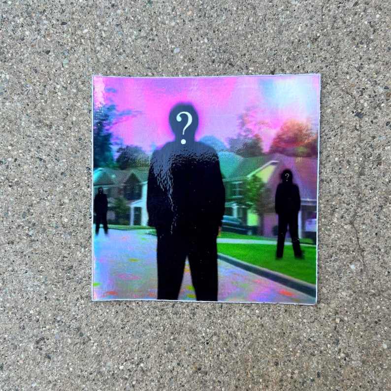 Holographic Surreal Question Mark Figure Sticker – Weirdcore Dreamcore ...