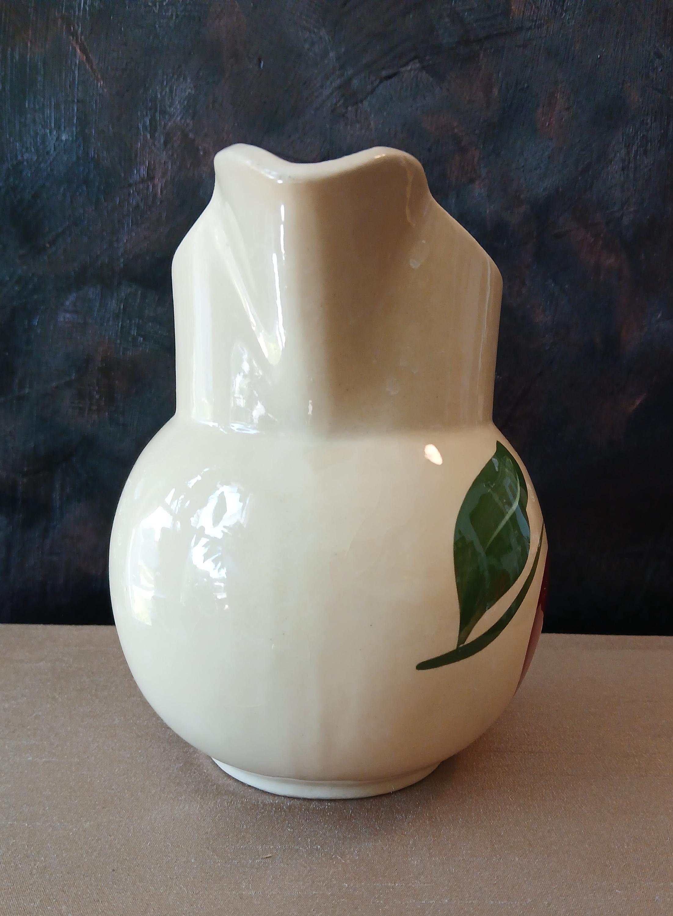 Vintage Apple Pitcher by Watt Pottery, Red Apple and Three Leaves ...