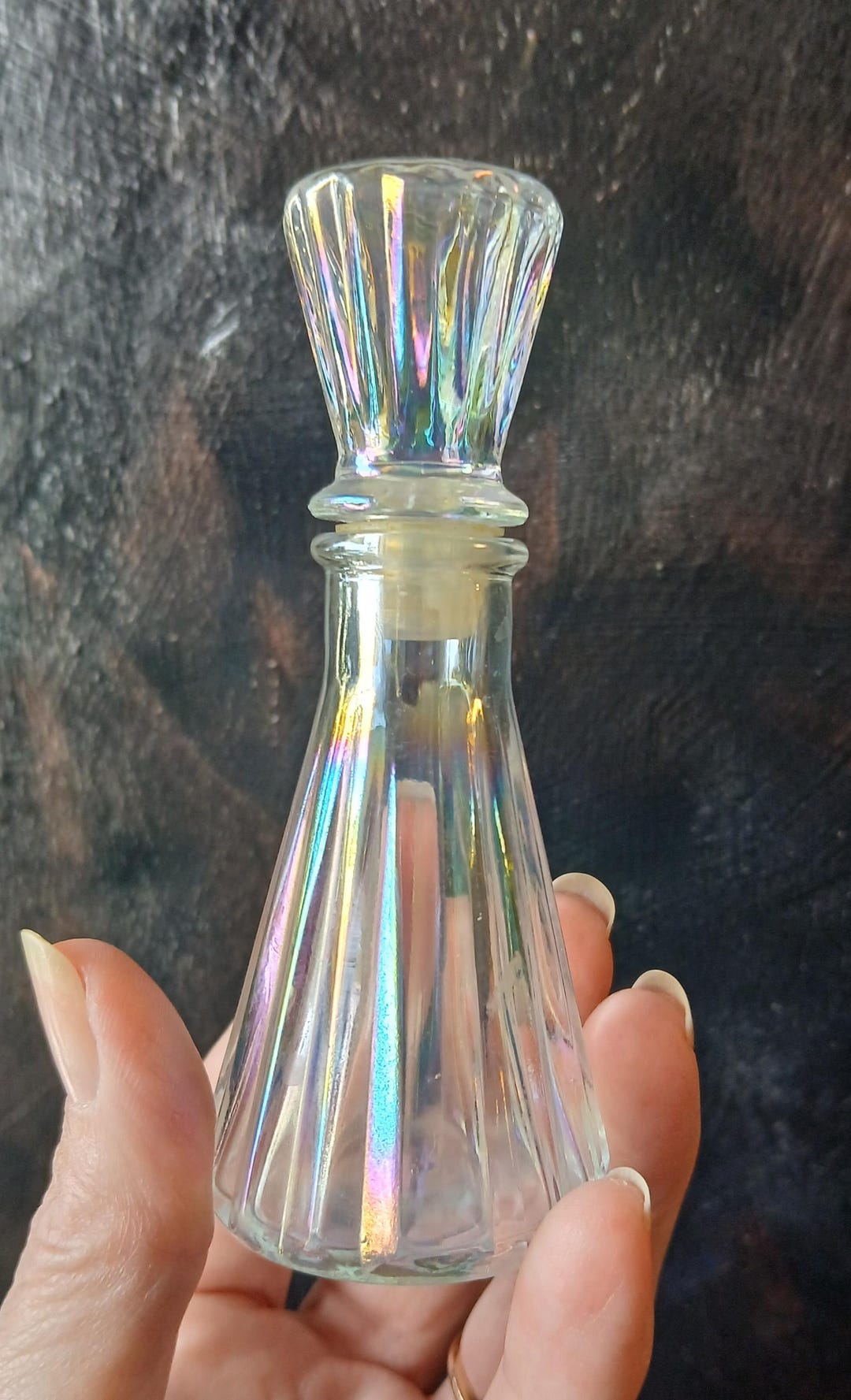 Vintage Iridescent Carnival Glass, Perfume Bottle With Stopper ...
