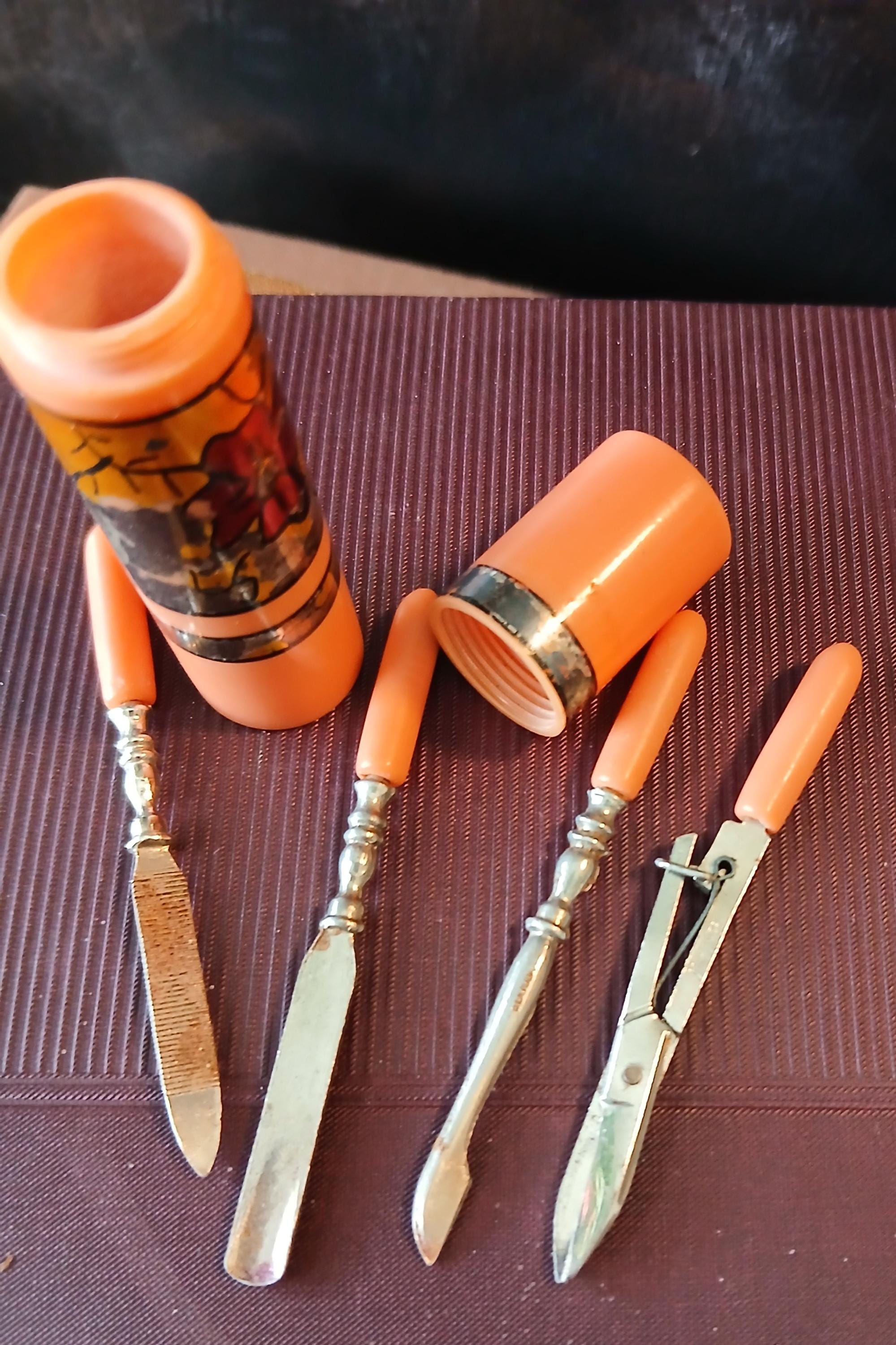 Vintage Mini Manicure Set, Marked 'germany', With a Peach-colored ...
