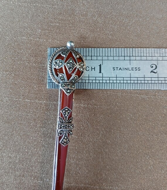 Rare Regal Red Crown Ball Scepter Brooch with Marcasi… - Gem