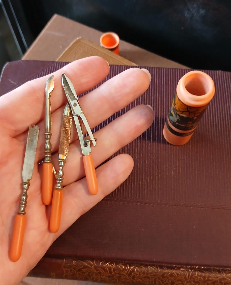 Vintage Mini Manicure Set, Marked 'germany', With a Peach-colored ...