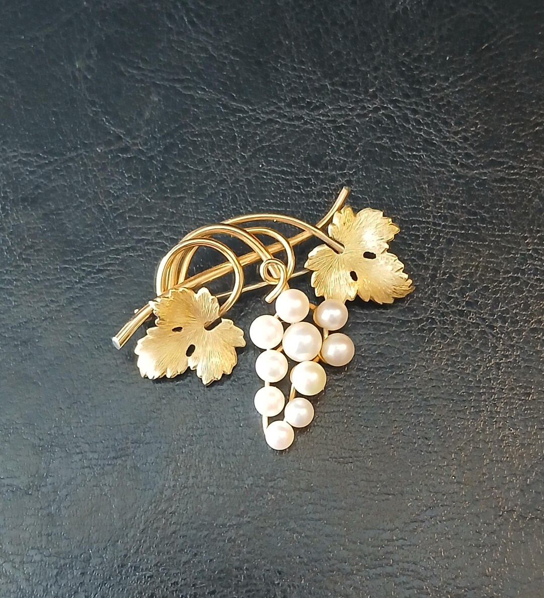 Vintage Krementz Brooch, Pearl Grape Cluster With Vines, Gold-filled ...