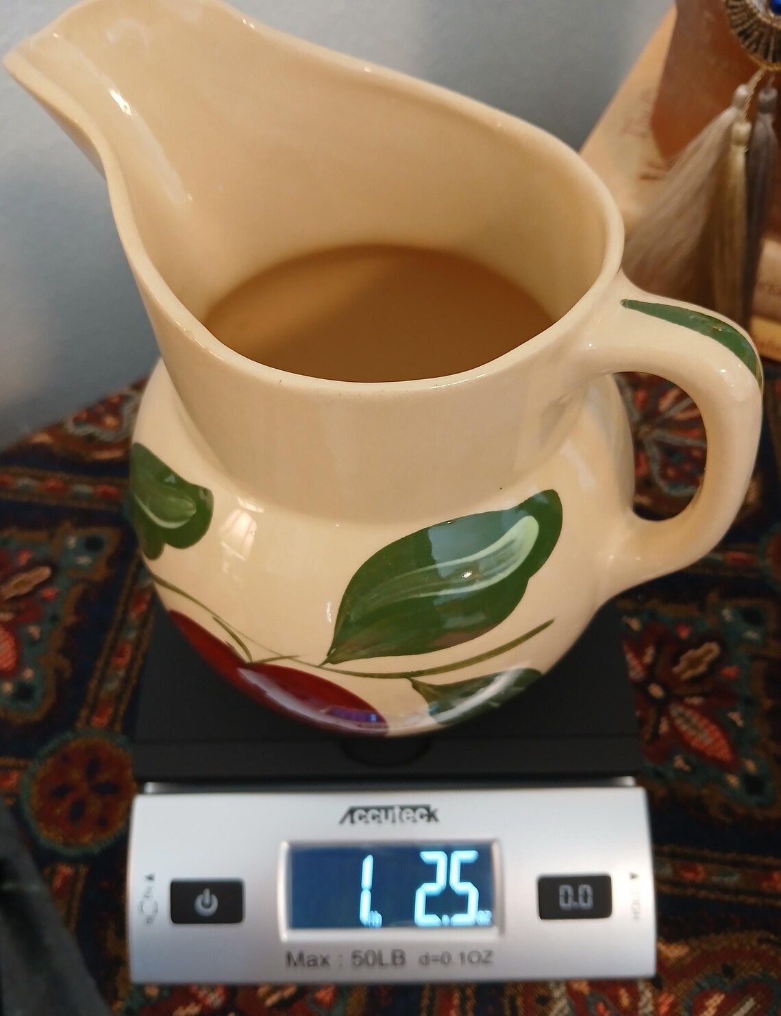 Vintage Apple Pitcher by Watt Pottery, Red Apple and Three Leaves ...