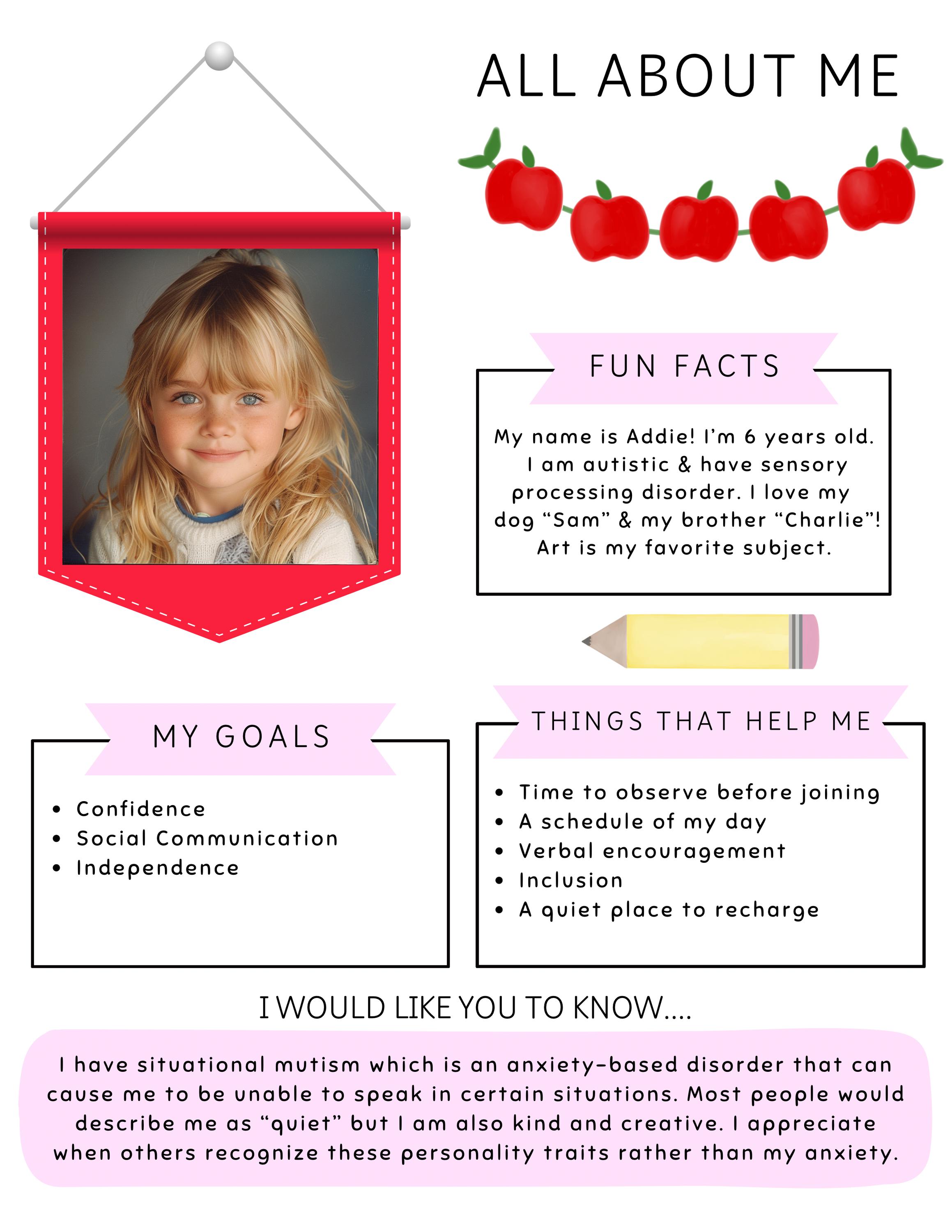 Printable All About Me Special Needs, Editable All About Me Autism and ...